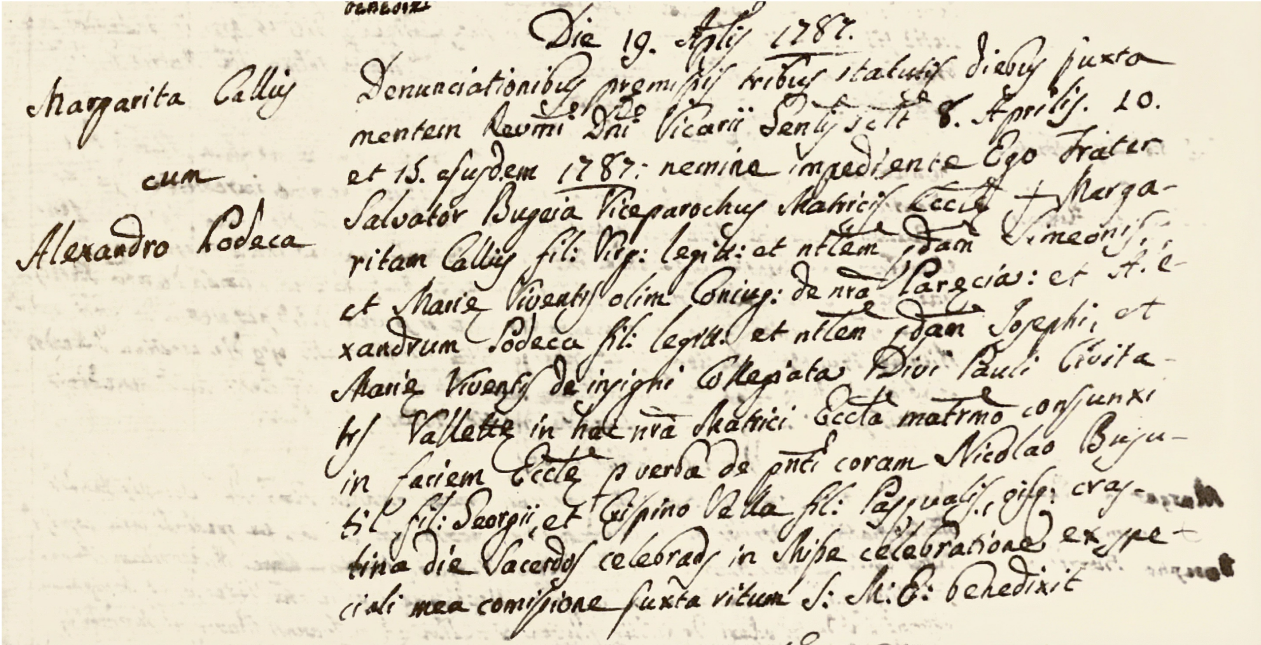 1787-04-19 – Extract of marriage of Alessandro Podeca and Margarita ...